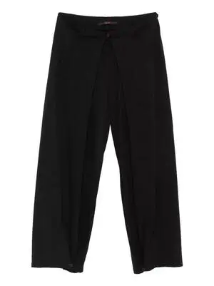 MA+ Wrap-front Wide-leg Trousers - Black