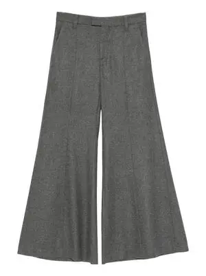 Brunello Cucinelli Pressed Crease Wide-leg Wool Trousers - Grey