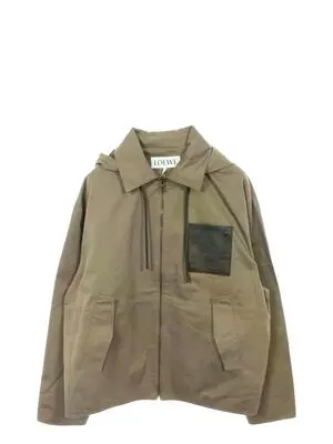 Loewe Khaki Green Cotton Anagram Leather Patch Hoodie - Neutrals