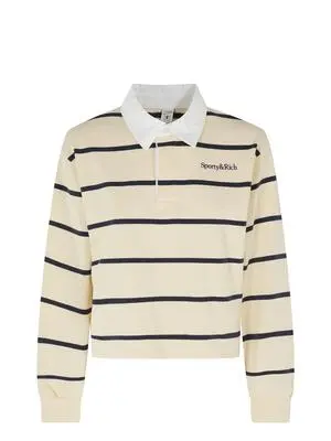 SPORTY & RICH Striped Polo Shirt - Navy
