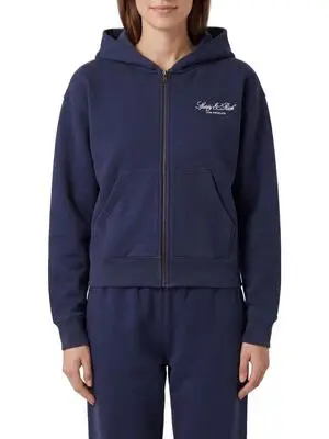 SPORTY & RICH Full Zip Hoodie - Navy
