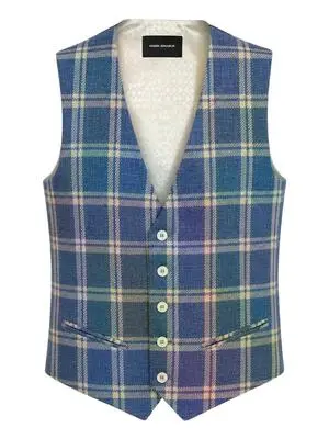 RAMON SANJURJO Checked Waistcoat - Blue