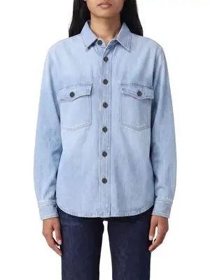 GRIFONI Button-up Shirt With Classic Collar - Gnawed Blue