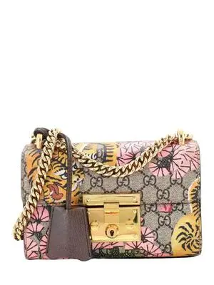 Gucci Padlock Bengal Print Gg Coated Canvas Shoulder Bag - Brown