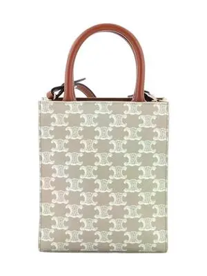 Celine Celine Vertical Cabas Tote Triomphe Coated Canvas Mini Satchel Neutrals