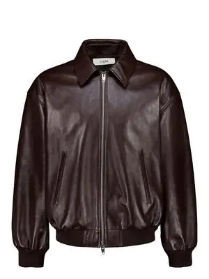 Celine Leather Bomber Jacket - Brown