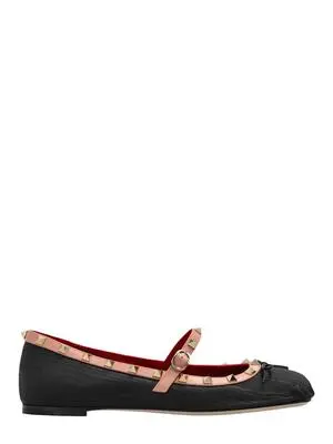Valentino Garavani Ballet Flats With Studded Straps - Black