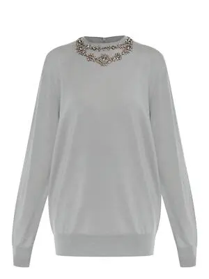 Valentino Garavani Sweater With Crystal Embellishments - Grey