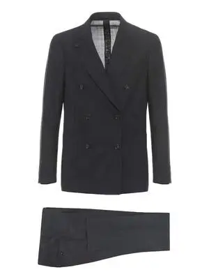 LARDINI Pinstripe Double-breasted Suit - Blue