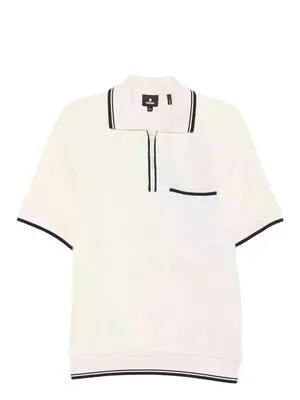 Mackage Zip-neck Ribbed-knit Polo Shirt - Neutrals