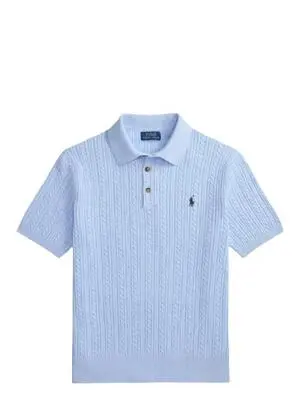 Polo Ralph Lauren Logo Embroidered Knitted Polo Shirt - Blue