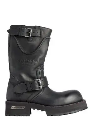 Balenciaga Worn-out Effect Leather Boots - Black