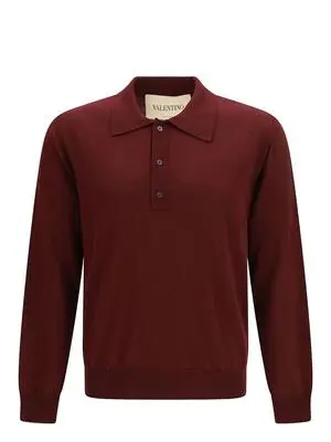 Valentino Garavani Wool Polo With Vlogo Embroidery - Red