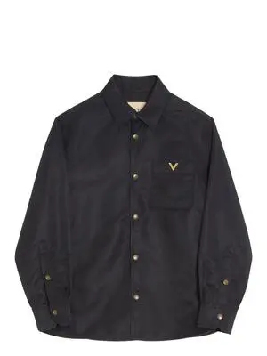 Valentino Garavani Nylon Shirt Jacket With Vgold Emblem - Black