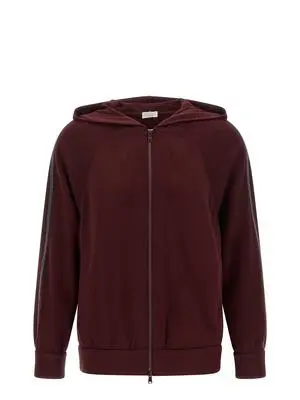 Brunello Cucinelli Cotton Blend Zip-up Hoodie With Monile Detail - Multicolor
