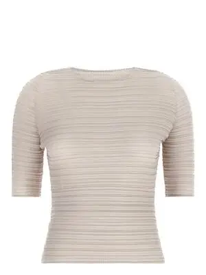 Issey Miyake Jiggly Pleats 3/4 Sleeve Blouse - Cream