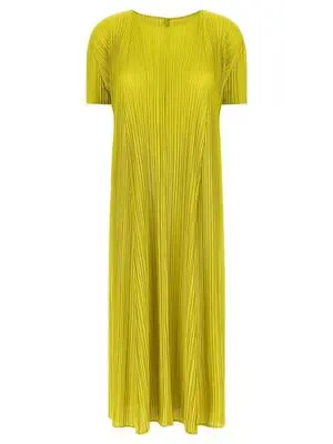 Issey Miyake Mellow Pleats Midi Dress - Green