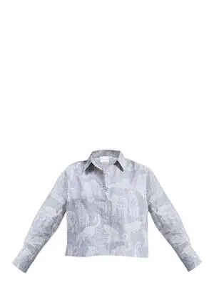 REISTOR Animal Print Oversized Boxy-fit Shirt - Grey