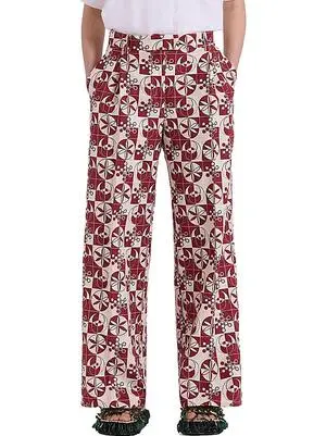La DoubleJ Printed Loose Wide Leg Pants - Eclipse Bordeaux