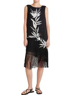 TEMPERLEY LONDON Madeline Mini Dress With Fringe - Black