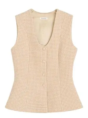 BY MALENE BIRGER Merlin Boucle Waistcoat - Beige Houndstooth