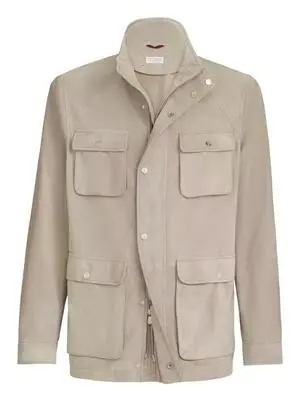 Brunello Cucinelli Unlined Suede Safari Jacket - Neutrals