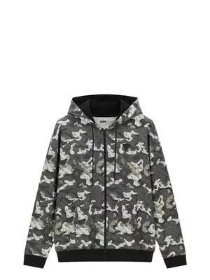 Guess Camouflage Print Hoodie - Grey