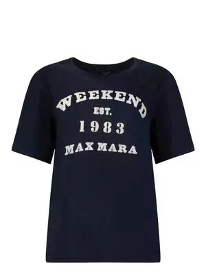 Max Mara Logo Print Cotton T-shirt - Blue
