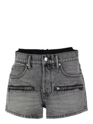Alexander Wang Layered Waistband Zip-detail Shorts - Grey