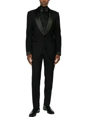 CARLO PIGNATELLI Classic-collar Concealed-placket Shirt - Black