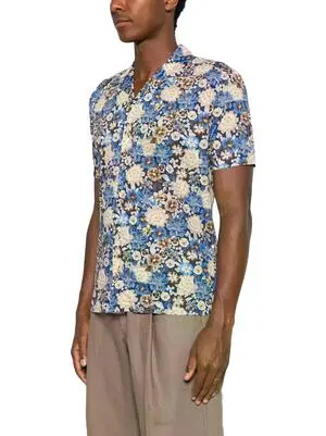 Brian Dales Floral-print Short-sleeve Shirt - Blue