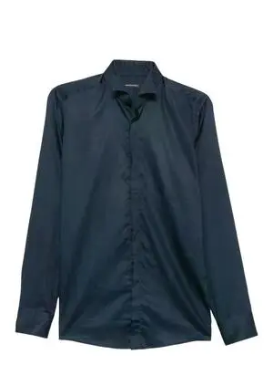 CARLO PIGNATELLI Spread-collar Slim-fit Shirt - Blue