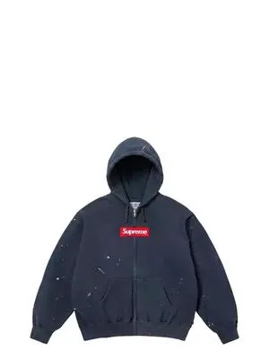 Supreme Box Logo Paint-splatter Hoodie - Blue