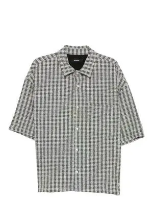 NAHMIAS Check-pattern Short-sleeve Cropped Cotton Shirt - Black