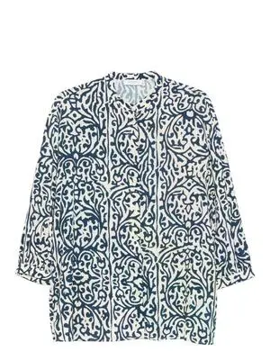 ZANETTI Band Collar Shirt - Neutrals