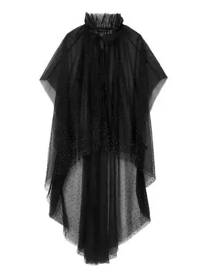 ALLSAINTS Ruffled Embellished Sheer Blouse - Black