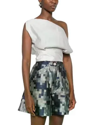 Leen Mougrhabi Asymmetric Off-shoulder Top - Grey