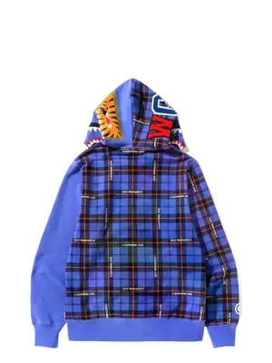 A BATHING APE Shark Check Hoodie - Blue