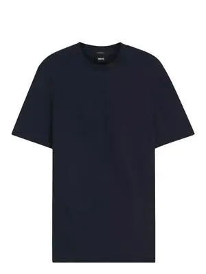 BOSS Jacquard-pattern T-shirt In Cotton Blue