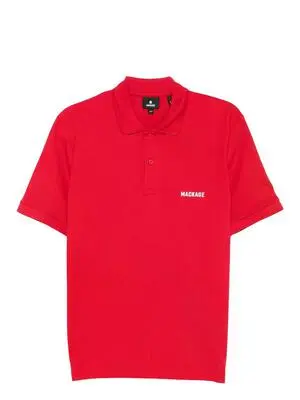 Mackage Logo-print Cotton Polo Shirt - Red