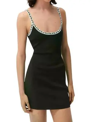 Versace Stretch Viscose Jacquard Mini Dress - Black