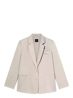 Armani Exchange Single-breasted Blazer With Chain Detail - Neutrals