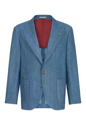 Brunello Cucinelli Peak-lapel Blazer - Blue
