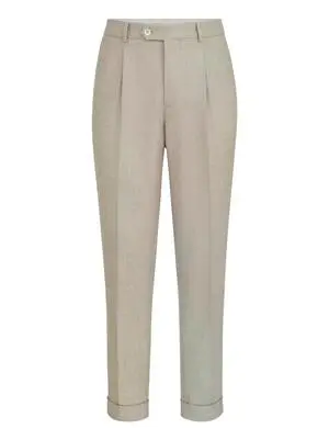 Brunello Cucinelli Virgin Wool Mouline-twill Trousers With Pleat - Neutrals