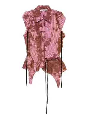 Ottolinger Ruched Ruffled Peplum Blouse - Red