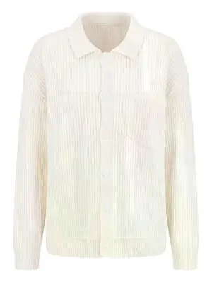 AYA MUSE Ribbed-knit Button-up Cardigan - Neutrals