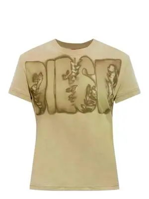 DIESEL® Beige Cotton Logo Print T-shirt - Neutrals