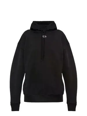 DIESEL® Logo Plaque Drawstring Hoodie - Black