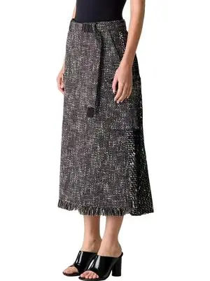 Sacai Belted Pleated Panel Skirt - Black