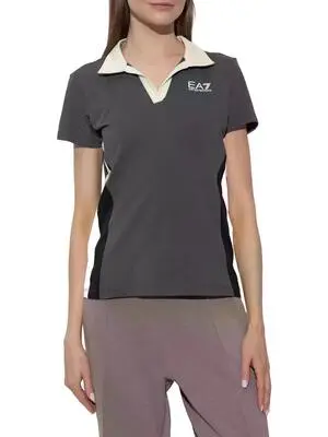EA7 Logo Print Colourblock T-shirt - Grey